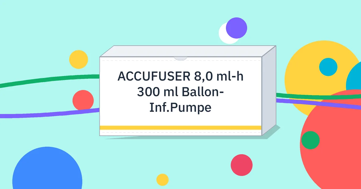 Symbolbild: Packung mit der Aufschrift ACCUFUSER 8,0 ml-h 300 ml Ballon-Inf.Pumpe (PZN 10710518) – Verfügbarkeit und Bezug in Apotheken in Frankfurt am Main