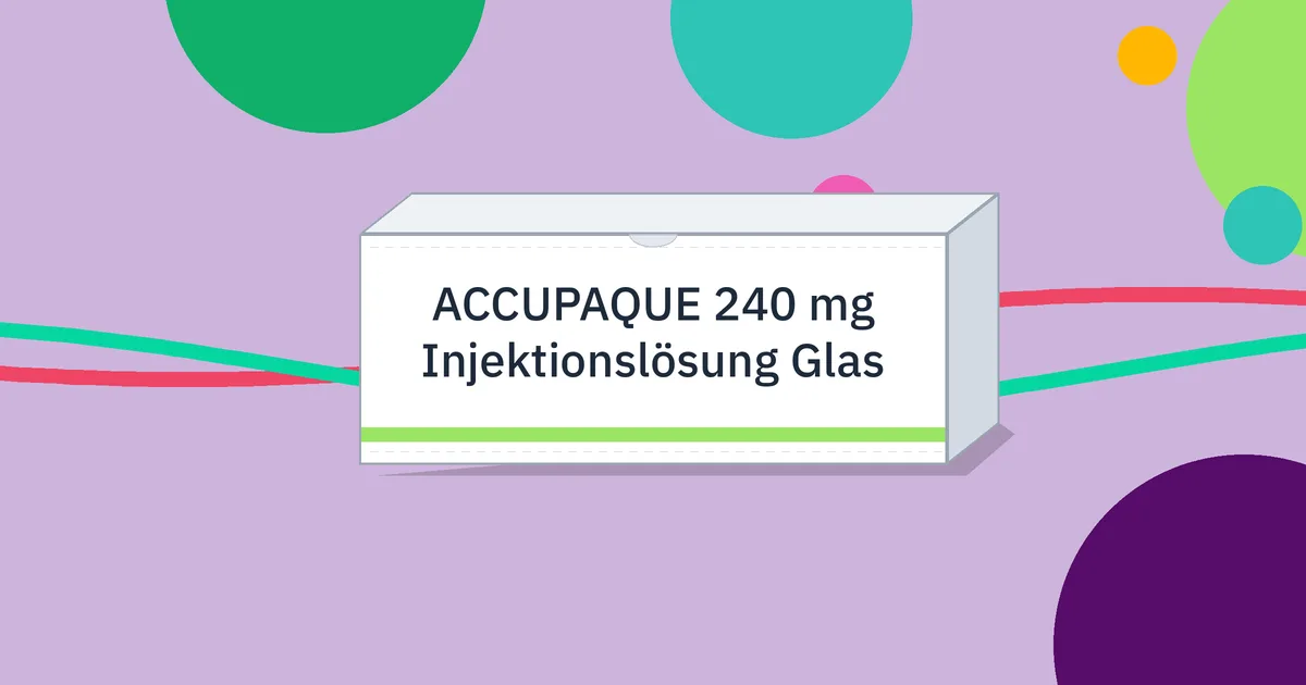 Symbolbild: Packung mit der Aufschrift ACCUPAQUE 240 mg Injektionslösung Glas (PZN 07593658) – Verfügbarkeit und Bezug in Apotheken in Frankfurt am Main