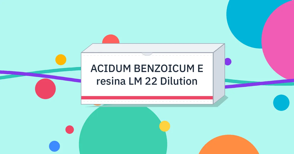Symbolbild: Packung mit der Aufschrift ACIDUM BENZOICUM E resina LM 22 Dilution (PZN 16241728) – Verfügbarkeit und Bezug in Apotheken in Frankfurt am Main