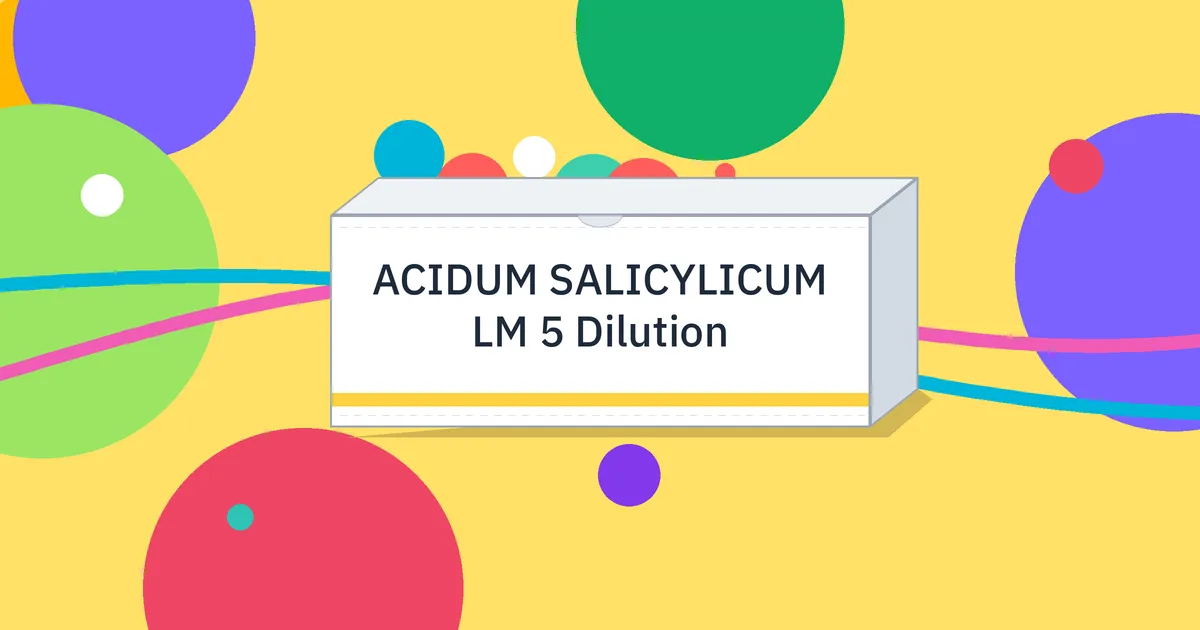 Symbolbild: Packung mit der Aufschrift ACIDUM SALICYLICUM LM 5 Dilution (PZN 13281822) – Verfügbarkeit und Bezug in Apotheken in Frankfurt am Main