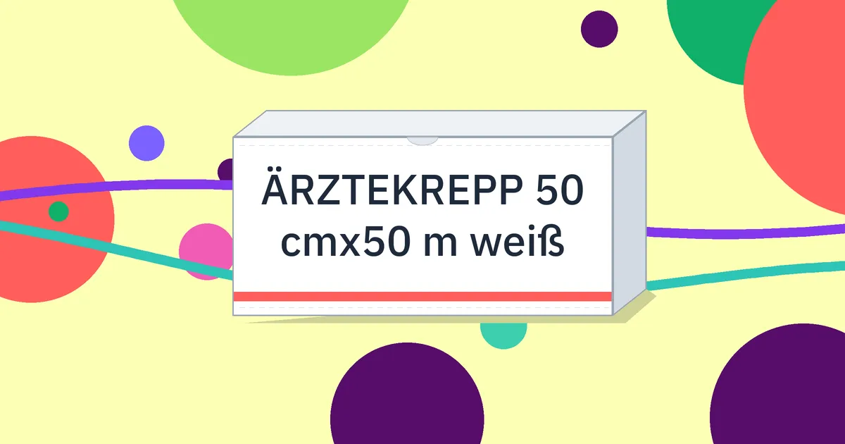 Symbolbild: Packung mit der Aufschrift ÄRZTEKREPP 50 cmx50 m weiß (PZN 00887871) – Verfügbarkeit und Bezug in Apotheken in Frankfurt am Main