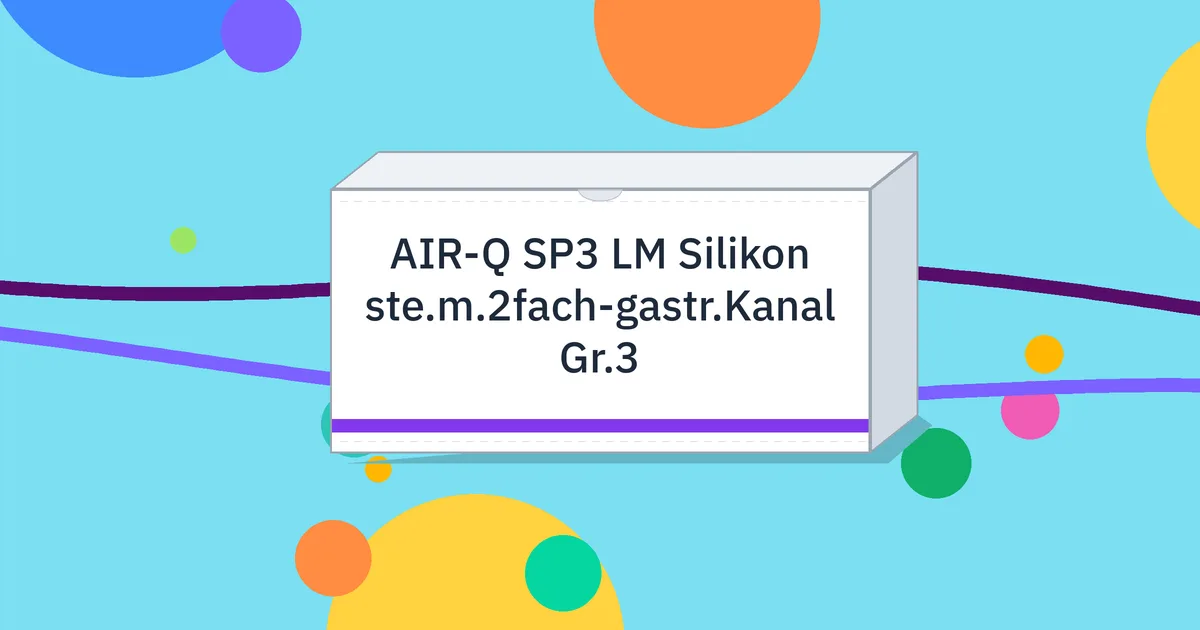 Symbolbild: Packung mit der Aufschrift AIR-Q SP3 LM Silikon ste.m.2fach-gastr.Kanal Gr.3 (PZN 19119040) – Verfügbarkeit und Bezug in Apotheken in Frankfurt am Main