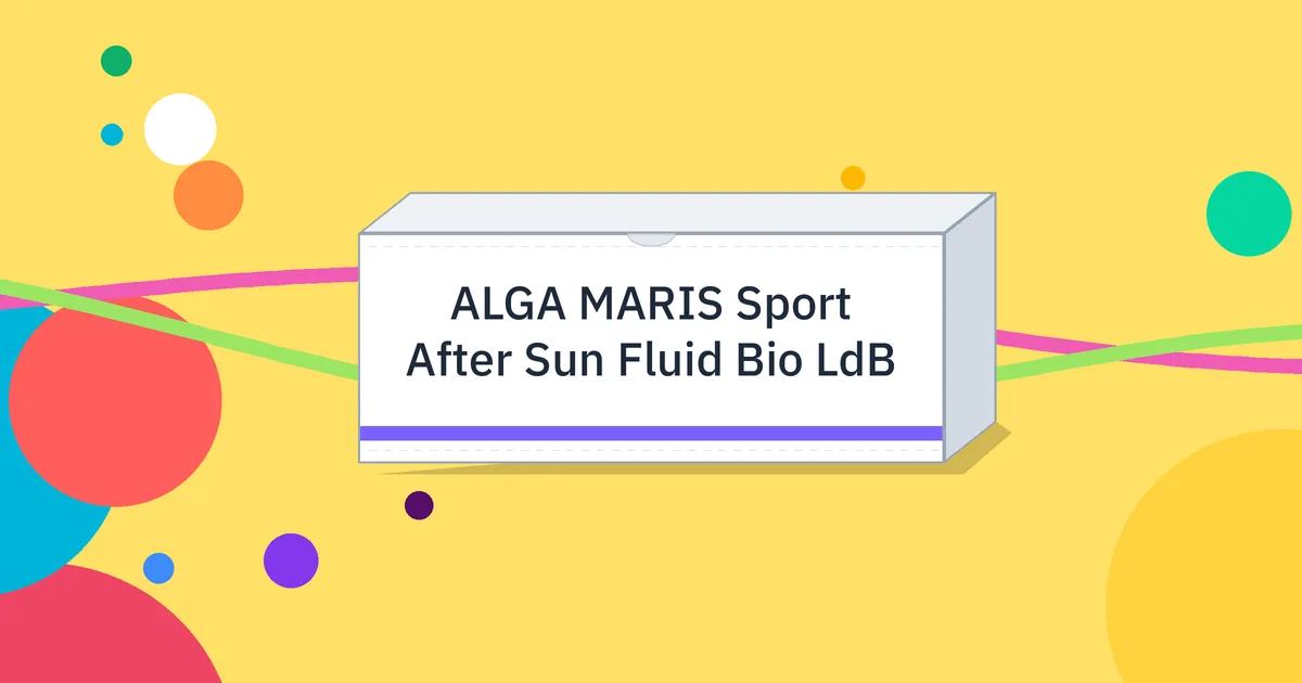 Symbolbild: Packung mit der Aufschrift ALGA MARIS Sport After Sun Fluid Bio LdB (PZN 18388973) – Verfügbarkeit und Bezug in Apotheken in Frankfurt am Main