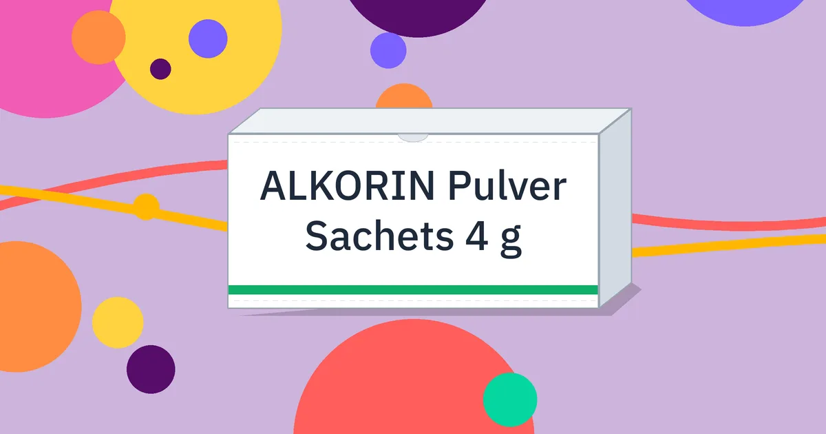 Symbolbild: Packung mit der Aufschrift ALKORIN Pulver Sachets 4 g (PZN 15328114) – Verfügbarkeit und Bezug in Apotheken in Frankfurt am Main