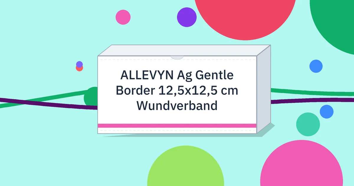 Symbolbild: Packung mit der Aufschrift ALLEVYN Ag Gentle Border 12,5x12,5 cm Wundverband (PZN 20139467) – Verfügbarkeit und Bezug in Apotheken in Frankfurt am Main