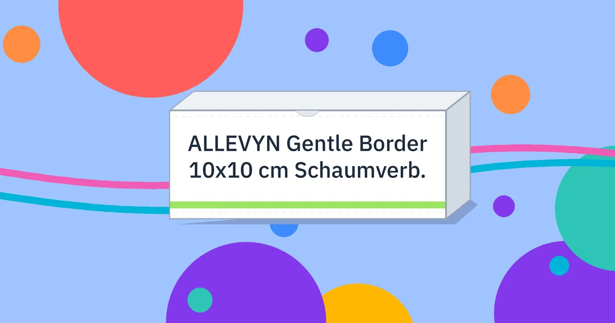 Symbolbild: Packung mit der Aufschrift ALLEVYN Gentle Border 10x10 cm Schaumverb. (PZN 14261000) – Verfügbarkeit und Bezug in Apotheken in Frankfurt am Main