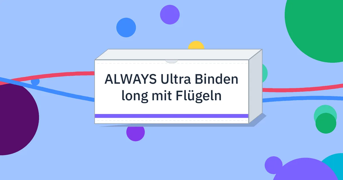 Symbolbild: Packung mit der Aufschrift ALWAYS Ultra Binden long mit Flügeln (PZN 16696794) – Verfügbarkeit und Bezug in Apotheken in Frankfurt am Main