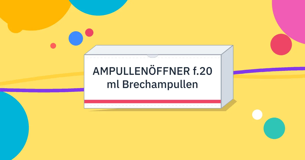 Symbolbild: Packung mit der Aufschrift AMPULLENÖFFNER f.20 ml Brechampullen (PZN 11668586) – Verfügbarkeit und Bezug in Apotheken in Frankfurt am Main