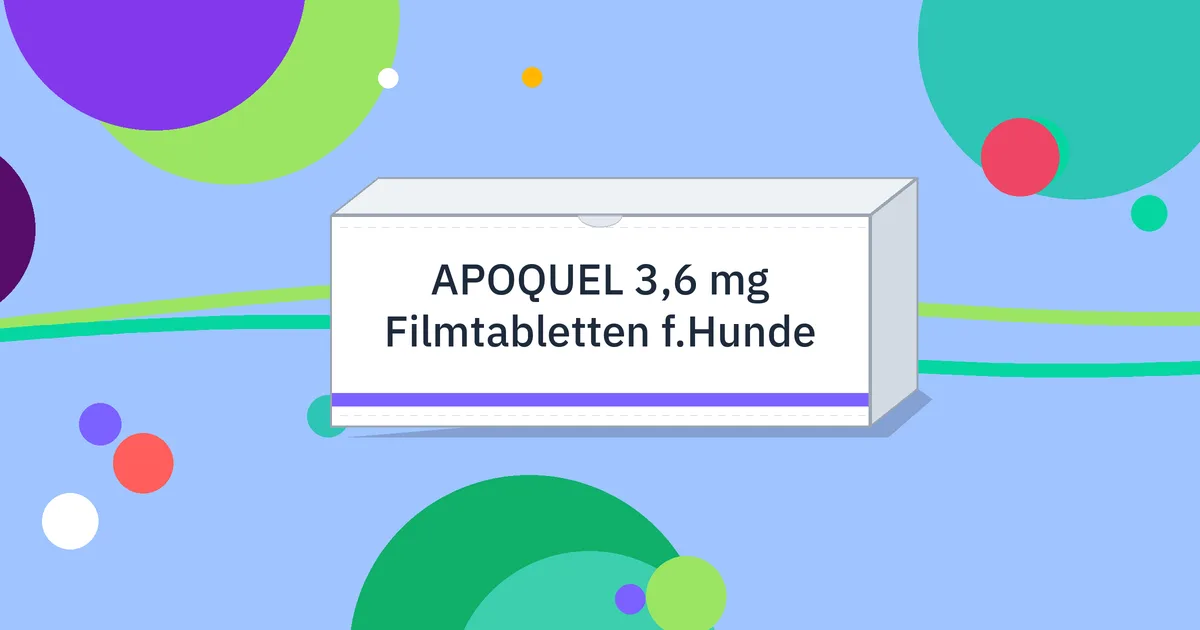 Symbolbild: Packung mit der Aufschrift APOQUEL 3,6 mg Filmtabletten f.Hunde (PZN 18426604) – Verfügbarkeit und Bezug in Apotheken in Frankfurt am Main