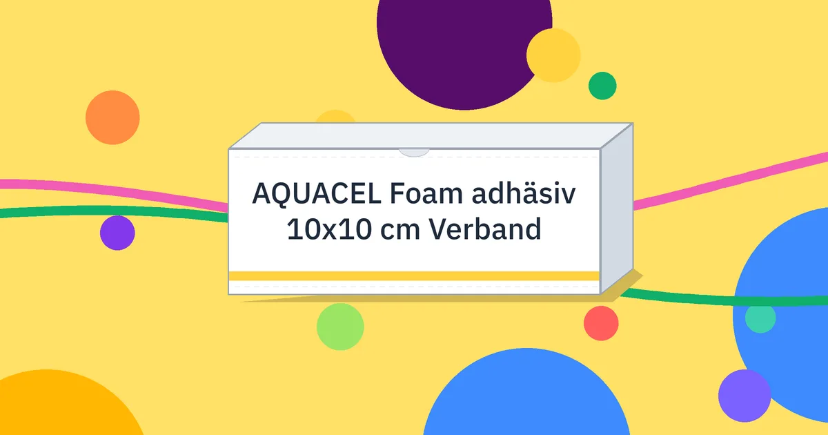 Symbolbild: Packung mit der Aufschrift AQUACEL Foam adhäsiv 10x10 cm Verband (PZN 19698492) – Verfügbarkeit und Bezug in Apotheken in Frankfurt am Main