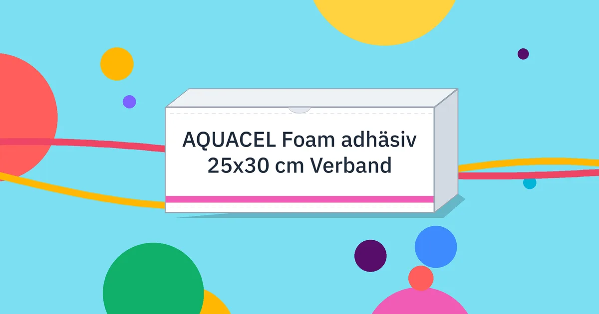 Symbolbild: Packung mit der Aufschrift AQUACEL Foam adhäsiv 25x30 cm Verband (PZN 09060452) – Verfügbarkeit und Bezug in Apotheken in Frankfurt am Main