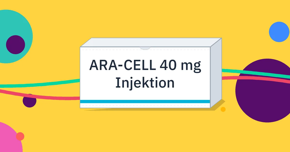 Symbolbild: Packung mit der Aufschrift ARA-CELL 40 mg Injektion (PZN 06983009) – Verfügbarkeit und Bezug in Apotheken in Frankfurt am Main