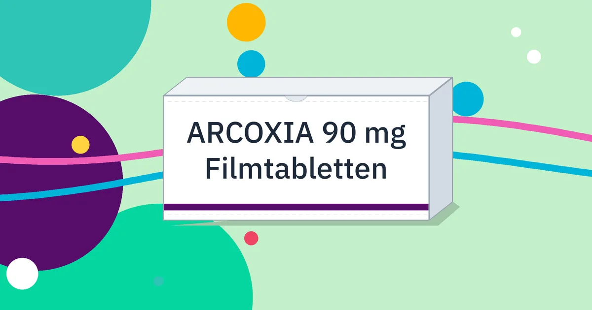 Symbolbild: Packung mit der Aufschrift ARCOXIA 90 mg Filmtabletten (PZN 10356755) – Verfügbarkeit und Bezug in Apotheken in Frankfurt am Main