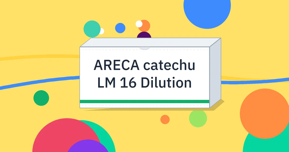 Symbolbild: Packung mit der Aufschrift ARECA catechu LM 16 Dilution (PZN 13388678) – Verfügbarkeit und Bezug in Apotheken in Frankfurt am Main