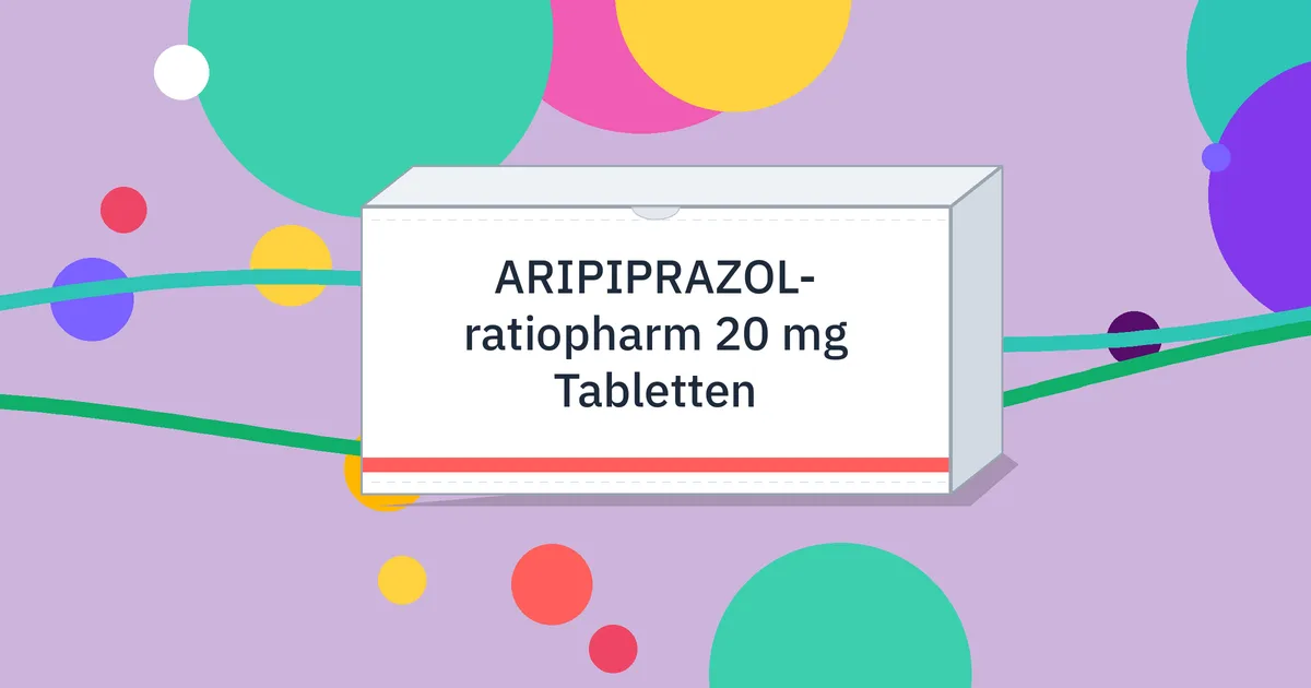 Symbolbild: Packung mit der Aufschrift ARIPIPRAZOL-ratiopharm 20 mg Tabletten (PZN 10308408) – Verfügbarkeit und Bezug in Apotheken in Frankfurt am Main
