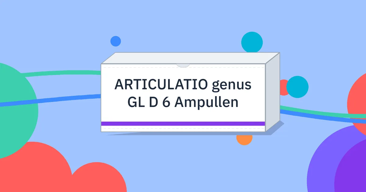 Symbolbild: Packung mit der Aufschrift ARTICULATIO genus GL D 6 Ampullen (PZN 02829412) – Verfügbarkeit und Bezug in Apotheken in Frankfurt am Main
