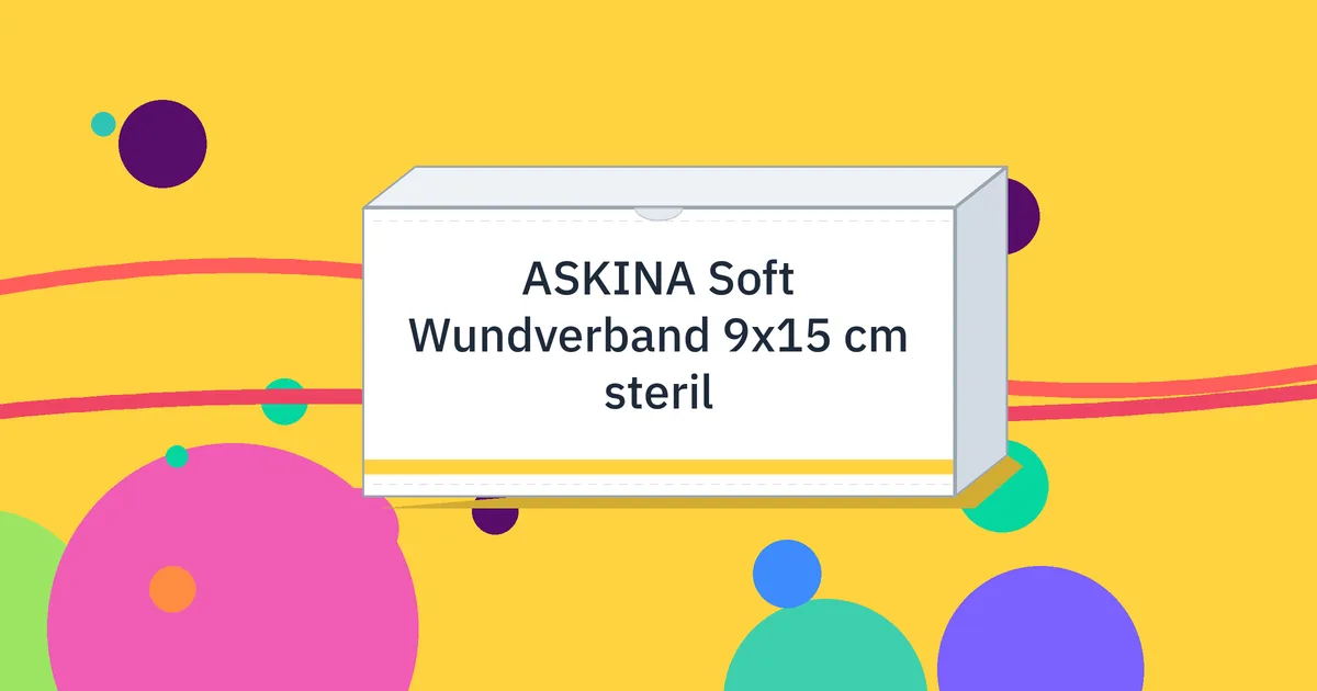 Symbolbild: Packung mit der Aufschrift ASKINA Soft Wundverband 9x15 cm steril (PZN 09083281) – Verfügbarkeit und Bezug in Apotheken in Frankfurt am Main