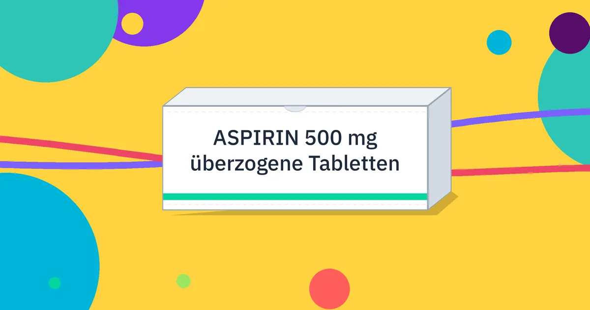 Symbolbild: Packung mit der Aufschrift ASPIRIN 500 mg überzogene Tabletten (PZN 20285648) – Verfügbarkeit und Bezug in Apotheken in Frankfurt am Main