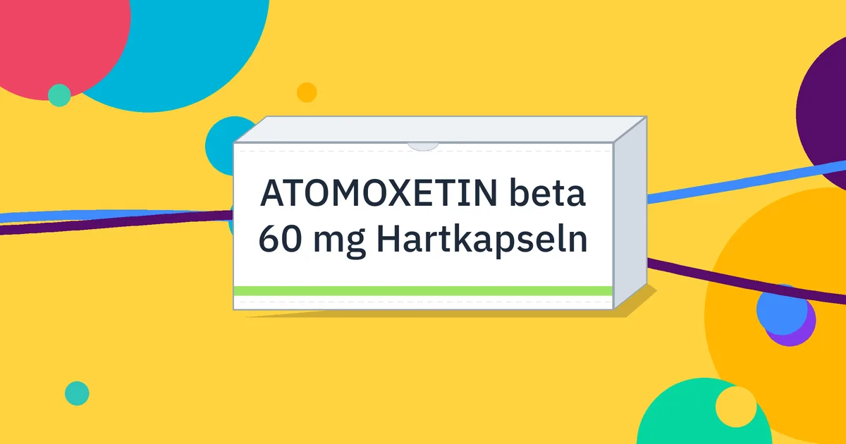 Symbolbild: Packung mit der Aufschrift ATOMOXETIN beta 60 mg Hartkapseln (PZN 14244208) – Verfügbarkeit und Bezug in Apotheken in Frankfurt am Main