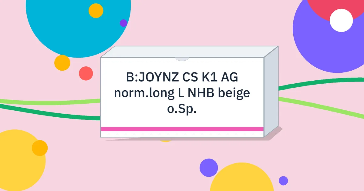 Symbolbild: Packung mit der Aufschrift B:JOYNZ CS K1 AG norm.long L NHB beige o.Sp. (PZN 20534198) – Verfügbarkeit und Bezug in Apotheken in Frankfurt am Main