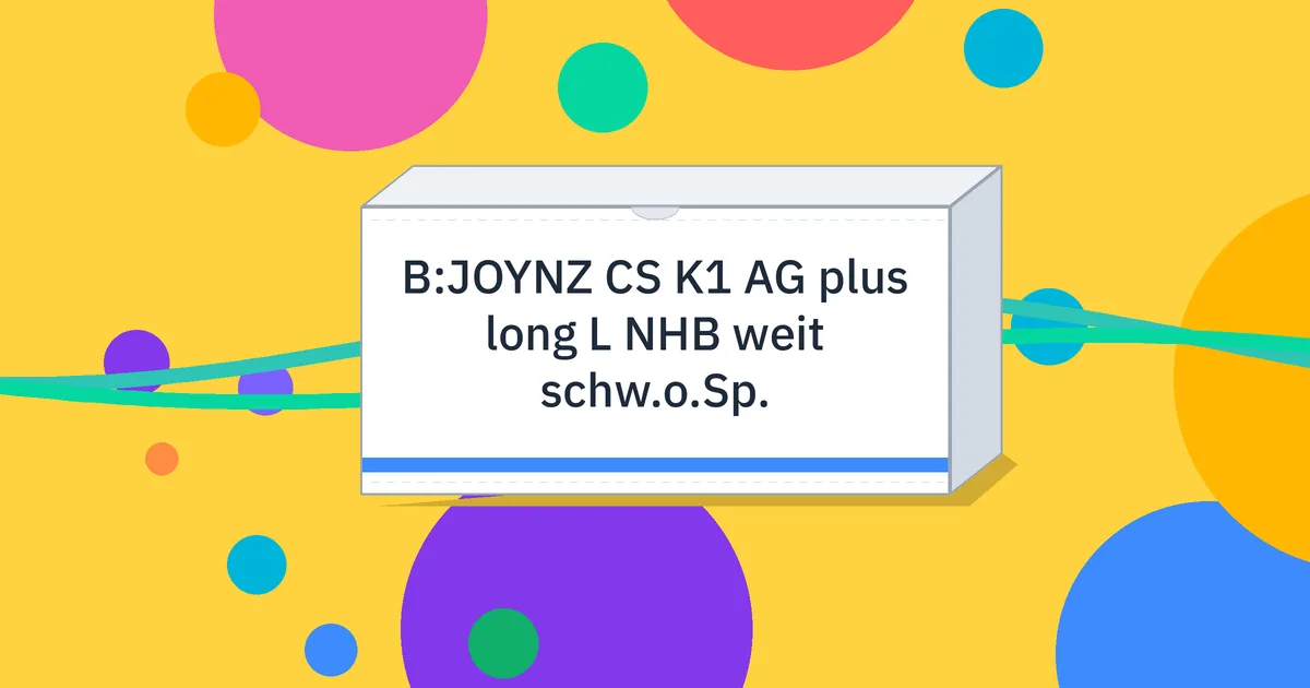 Symbolbild: Packung mit der Aufschrift B:JOYNZ CS K1 AG plus long L NHB weit schw.o.Sp. (PZN 20532644) – Verfügbarkeit und Bezug in Apotheken in Frankfurt am Main