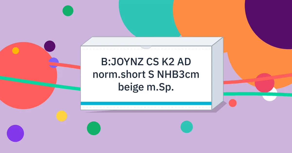 Symbolbild: Packung mit der Aufschrift B:JOYNZ CS K2 AD norm.short S NHB3cm beige m.Sp. (PZN 20530102) – Verfügbarkeit und Bezug in Apotheken in Frankfurt am Main