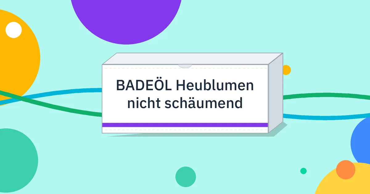 Symbolbild: Packung mit der Aufschrift BADEÖL Heublumen nicht schäumend (PZN 18212820) – Verfügbarkeit und Bezug in Apotheken in Frankfurt am Main