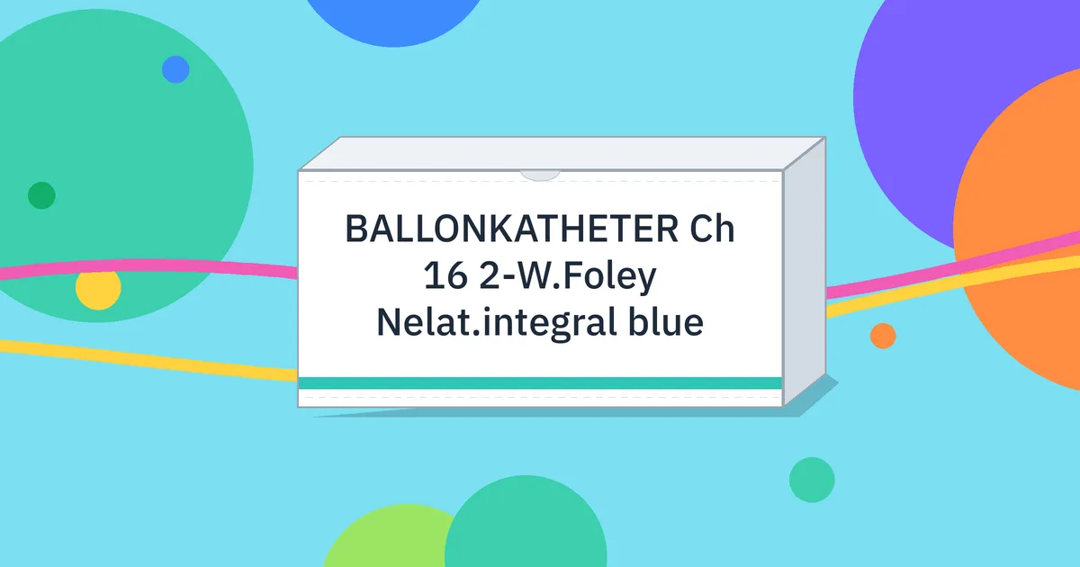 Symbolbild: Packung mit der Aufschrift BALLONKATHETER Ch 16 2-W.Foley Nelat.integral blue (PZN 14350301) – Verfügbarkeit und Bezug in Apotheken in Frankfurt am Main