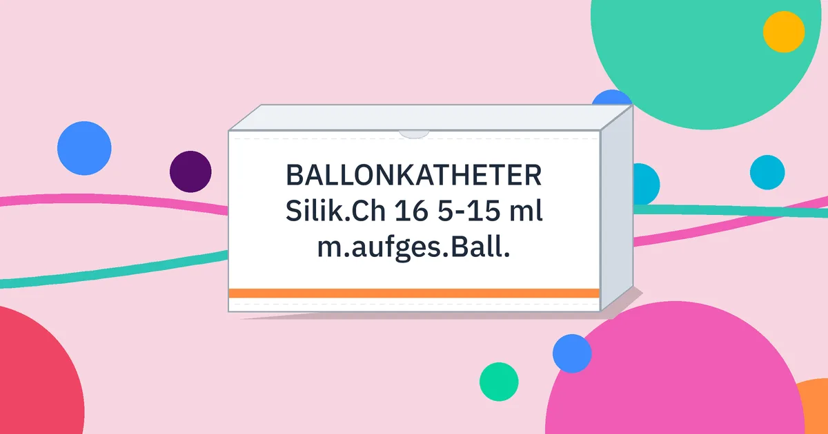Symbolbild: Packung mit der Aufschrift BALLONKATHETER Silik.Ch 16 5-15 ml m.aufges.Ball. (PZN 01048351) – Verfügbarkeit und Bezug in Apotheken in Frankfurt am Main