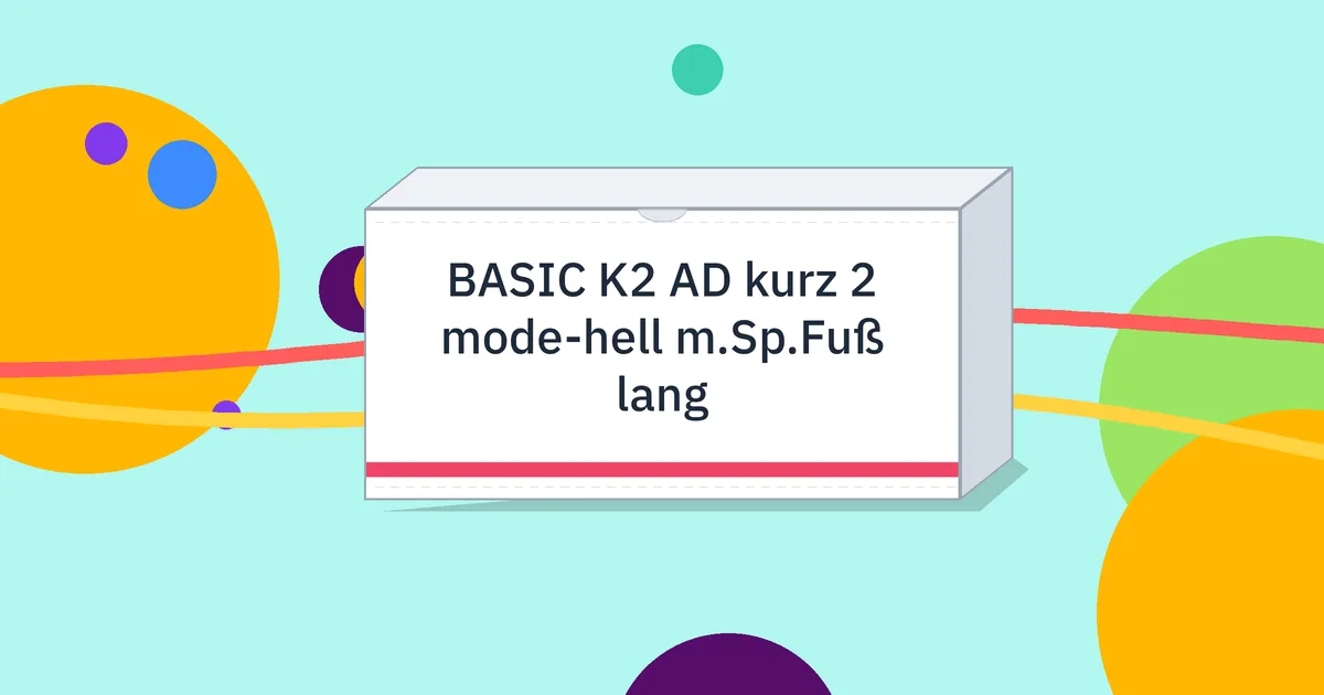 Symbolbild: Packung mit der Aufschrift BASIC K2 AD kurz 2 mode-hell m.Sp.Fuß lang (PZN 20264014) – Verfügbarkeit und Bezug in Apotheken in Frankfurt am Main