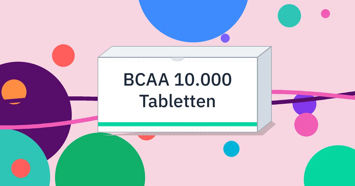 Symbolbild: Packung mit der Aufschrift BCAA 10.000 Tabletten (PZN 02698275) – Verfügbarkeit und Bezug in Apotheken in Frankfurt am Main