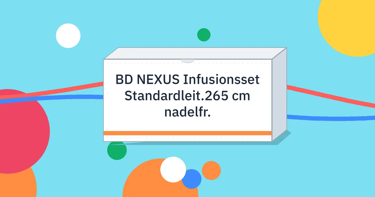 Symbolbild: Packung mit der Aufschrift BD NEXUS Infusionsset Standardleit.265 cm nadelfr. (PZN 19301939) – Verfügbarkeit und Bezug in Apotheken in Frankfurt am Main