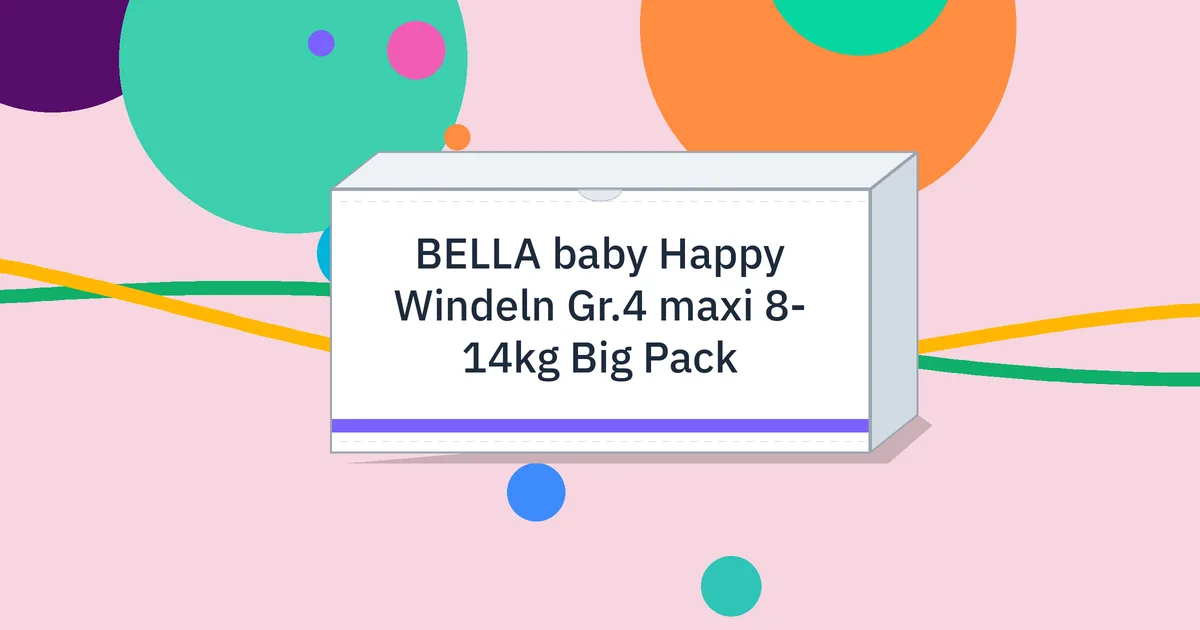 Symbolbild: Packung mit der Aufschrift BELLA baby Happy Windeln Gr.4 maxi 8-14kg Big Pack (PZN 19772633) – Verfügbarkeit und Bezug in Apotheken in Frankfurt am Main
