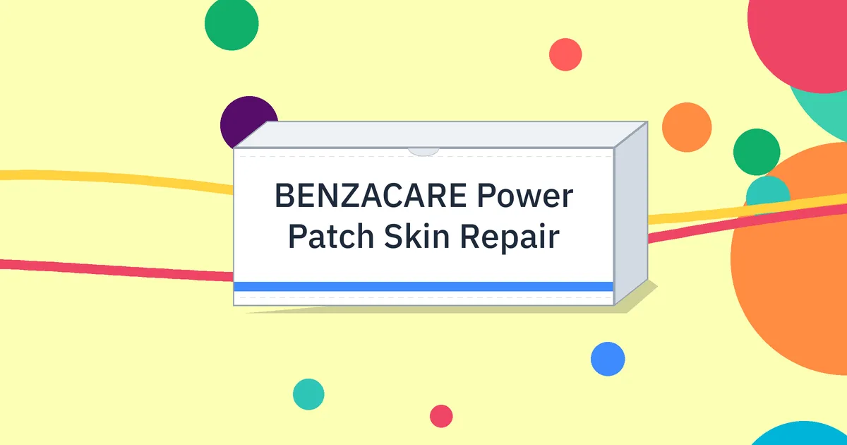 Symbolbild: Packung mit der Aufschrift BENZACARE Power Patch Skin Repair (PZN 19728164) – Verfügbarkeit und Bezug in Apotheken in Frankfurt am Main