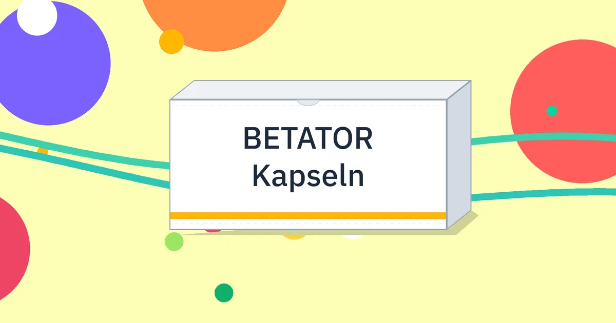 Symbolbild: Packung mit der Aufschrift BETATOR Kapseln (PZN 11374867) – Verfügbarkeit und Bezug in Apotheken in Frankfurt am Main