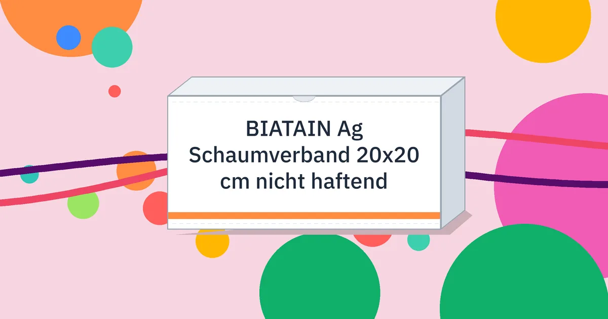 Symbolbild: Packung mit der Aufschrift BIATAIN Ag Schaumverband 20x20 cm nicht haftend (PZN 01643094) – Verfügbarkeit und Bezug in Apotheken in Frankfurt am Main