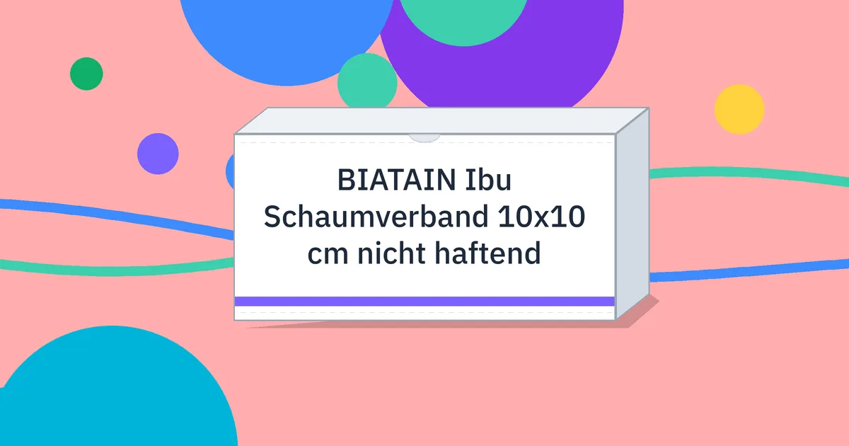 Symbolbild: Packung mit der Aufschrift BIATAIN Ibu Schaumverband 10x10 cm nicht haftend (PZN 11381459) – Verfügbarkeit und Bezug in Apotheken in Frankfurt am Main