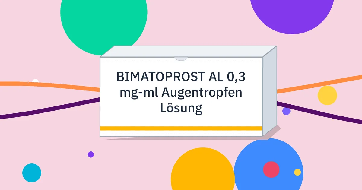 Symbolbild: Packung mit der Aufschrift BIMATOPROST AL 0,3 mg-ml Augentropfen Lösung (PZN 12418650) – Verfügbarkeit und Bezug in Apotheken in Frankfurt am Main