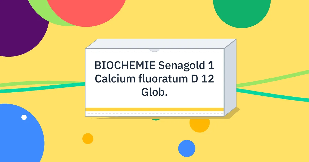 Symbolbild: Packung mit der Aufschrift BIOCHEMIE Senagold 1 Calcium fluoratum D 12 Glob. (PZN 06827775) – Verfügbarkeit und Bezug in Apotheken in Frankfurt am Main