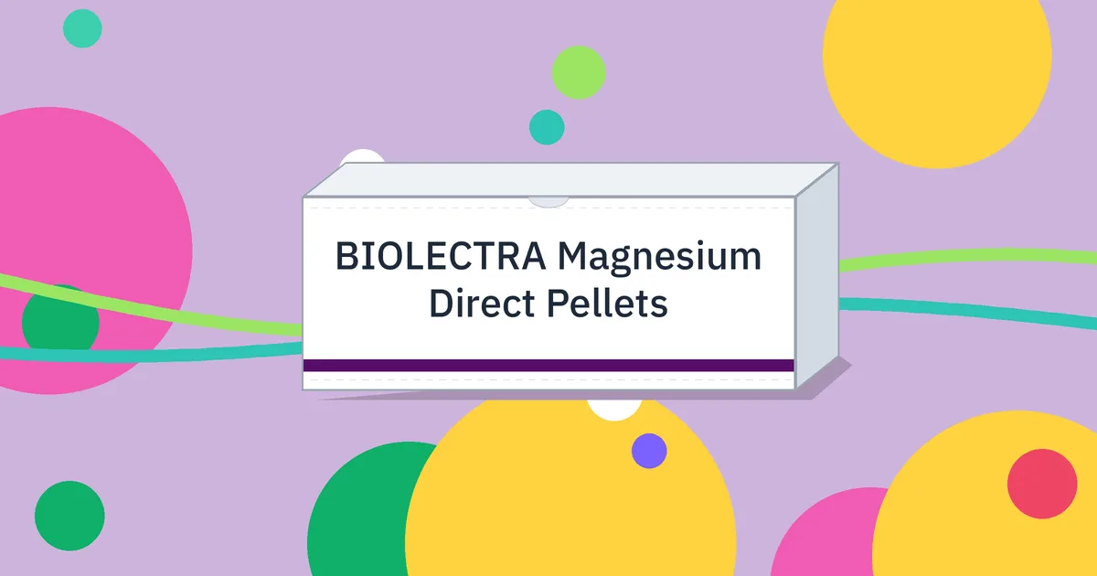 Symbolbild: Packung mit der Aufschrift BIOLECTRA Magnesium Direct Pellets (PZN 03160454) – Verfügbarkeit und Bezug in Apotheken in Frankfurt am Main