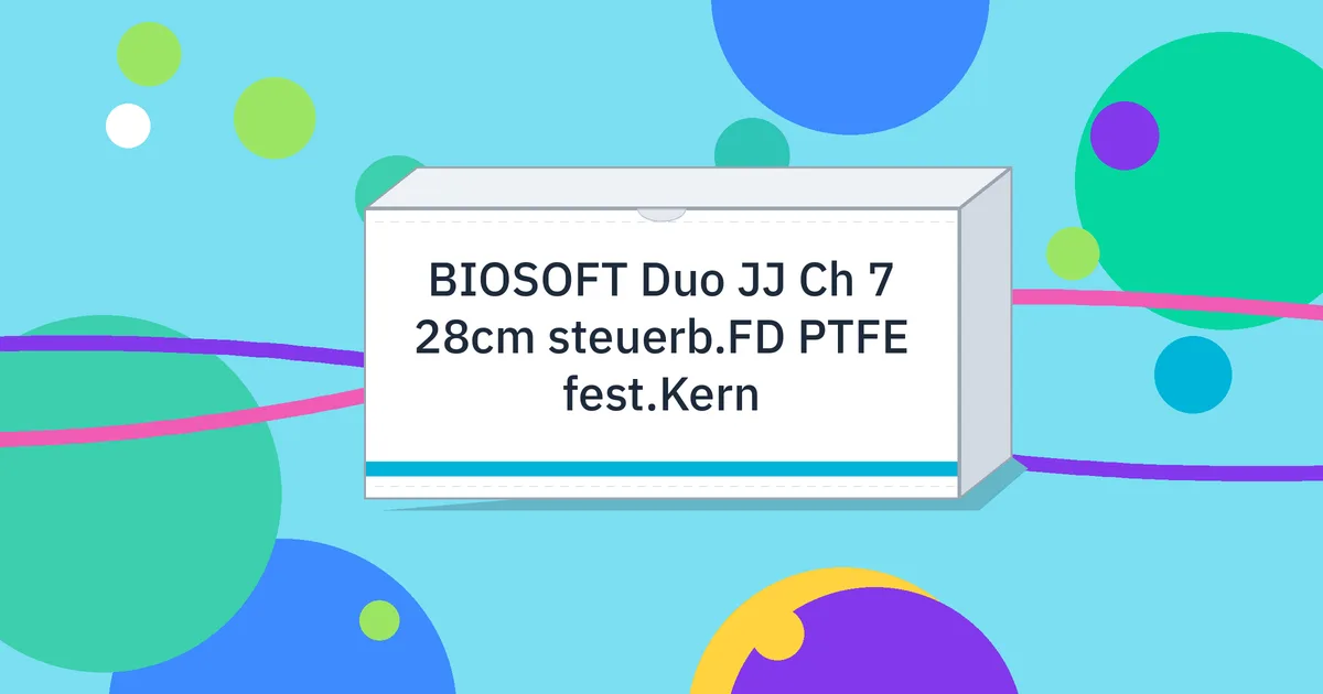 Symbolbild: Packung mit der Aufschrift BIOSOFT Duo JJ Ch 7 28cm steuerb.FD PTFE fest.Kern (PZN 17509742) – Verfügbarkeit und Bezug in Apotheken in Frankfurt am Main