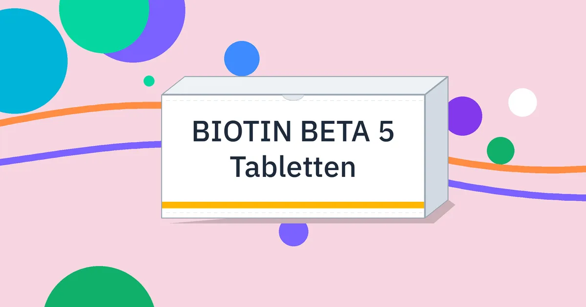 Symbolbild: Packung mit der Aufschrift BIOTIN BETA 5 Tabletten (PZN 01841931) – Verfügbarkeit und Bezug in Apotheken in Frankfurt am Main