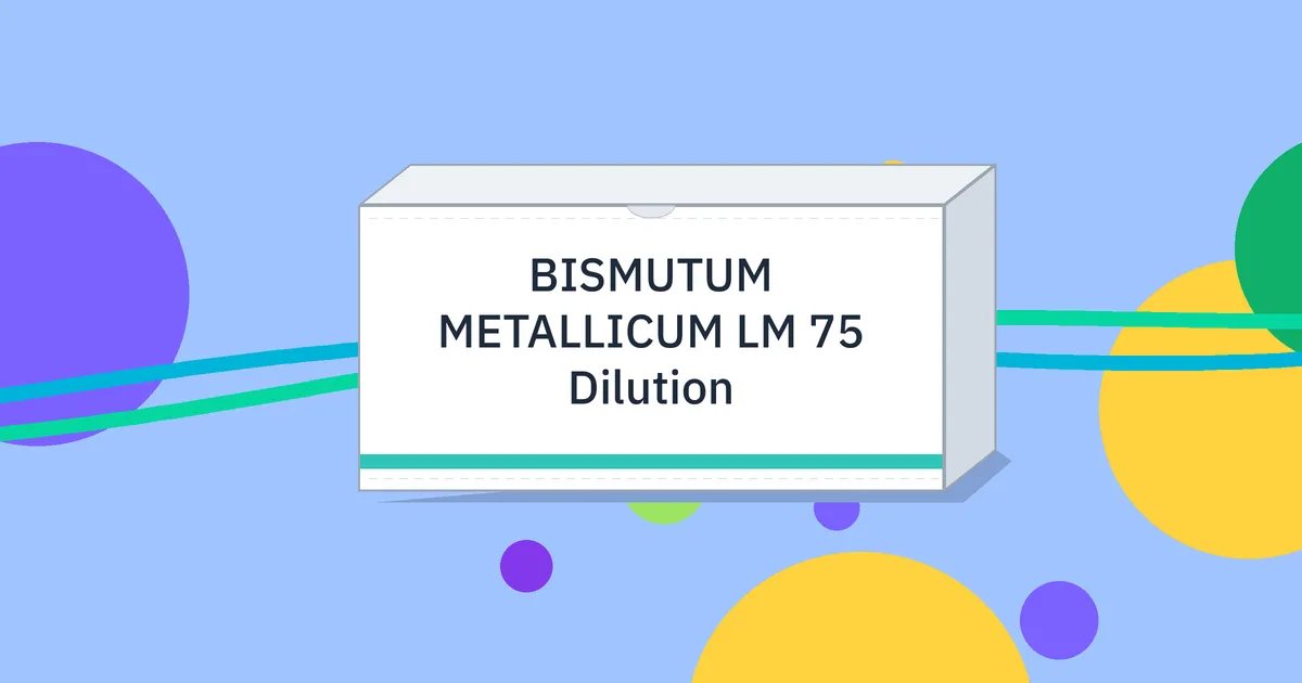 Symbolbild: Packung mit der Aufschrift BISMUTUM METALLICUM LM 75 Dilution (PZN 12795022) – Verfügbarkeit und Bezug in Apotheken in Frankfurt am Main