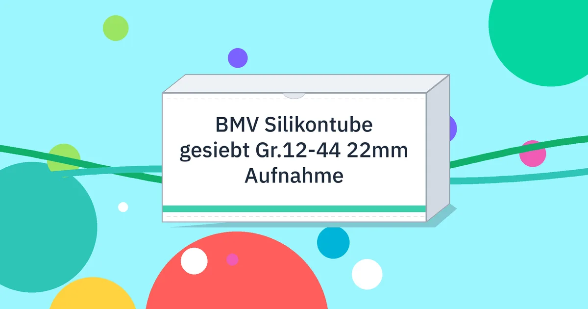 Symbolbild: Packung mit der Aufschrift BMV Silikontube gesiebt Gr.12-44 22mm Aufnahme (PZN 18386276) – Verfügbarkeit und Bezug in Apotheken in Frankfurt am Main