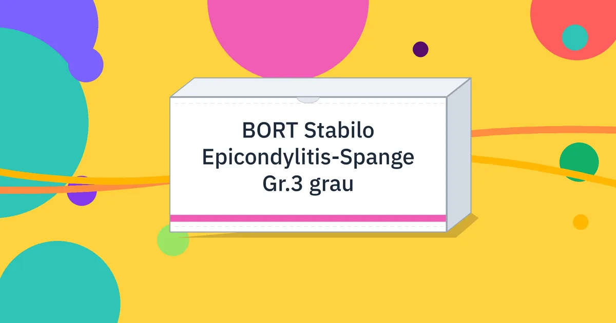 Symbolbild: Packung mit der Aufschrift BORT Stabilo Epicondylitis-Spange Gr.3 grau (PZN 20099555) – Verfügbarkeit und Bezug in Apotheken in Frankfurt am Main
