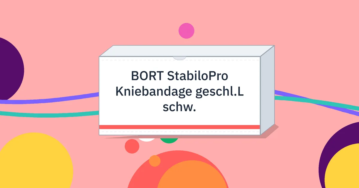 Symbolbild: Packung mit der Aufschrift BORT StabiloPro Kniebandage geschl.L schw. (PZN 00159019) – Verfügbarkeit und Bezug in Apotheken in Frankfurt am Main