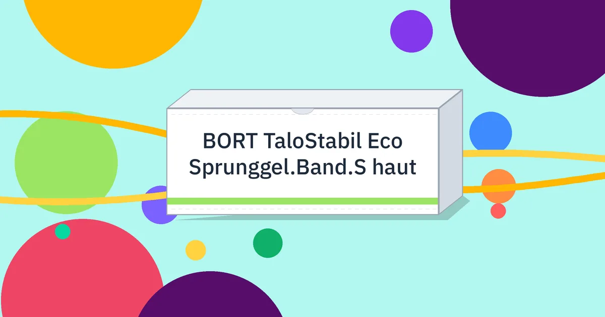 Symbolbild: Packung mit der Aufschrift BORT TaloStabil Eco Sprunggel.Band.S haut (PZN 05564322) – Verfügbarkeit und Bezug in Apotheken in Frankfurt am Main