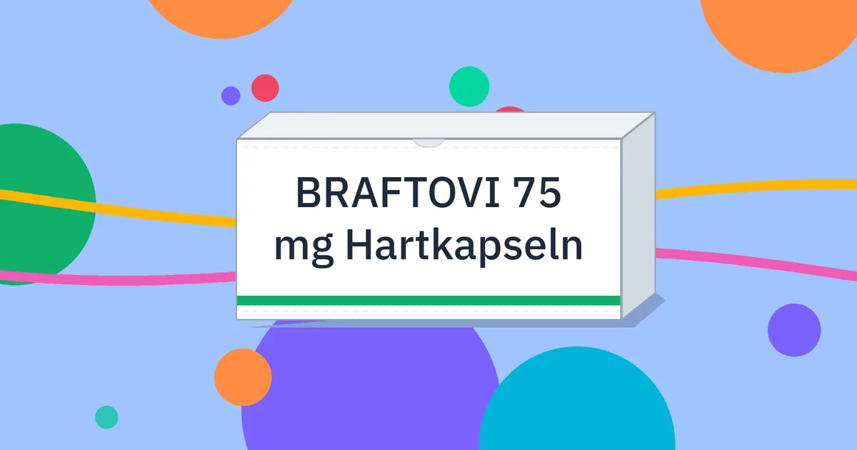 Symbolbild: Packung mit der Aufschrift BRAFTOVI 75 mg Hartkapseln (PZN 16530579) – Verfügbarkeit und Bezug in Apotheken in Frankfurt am Main