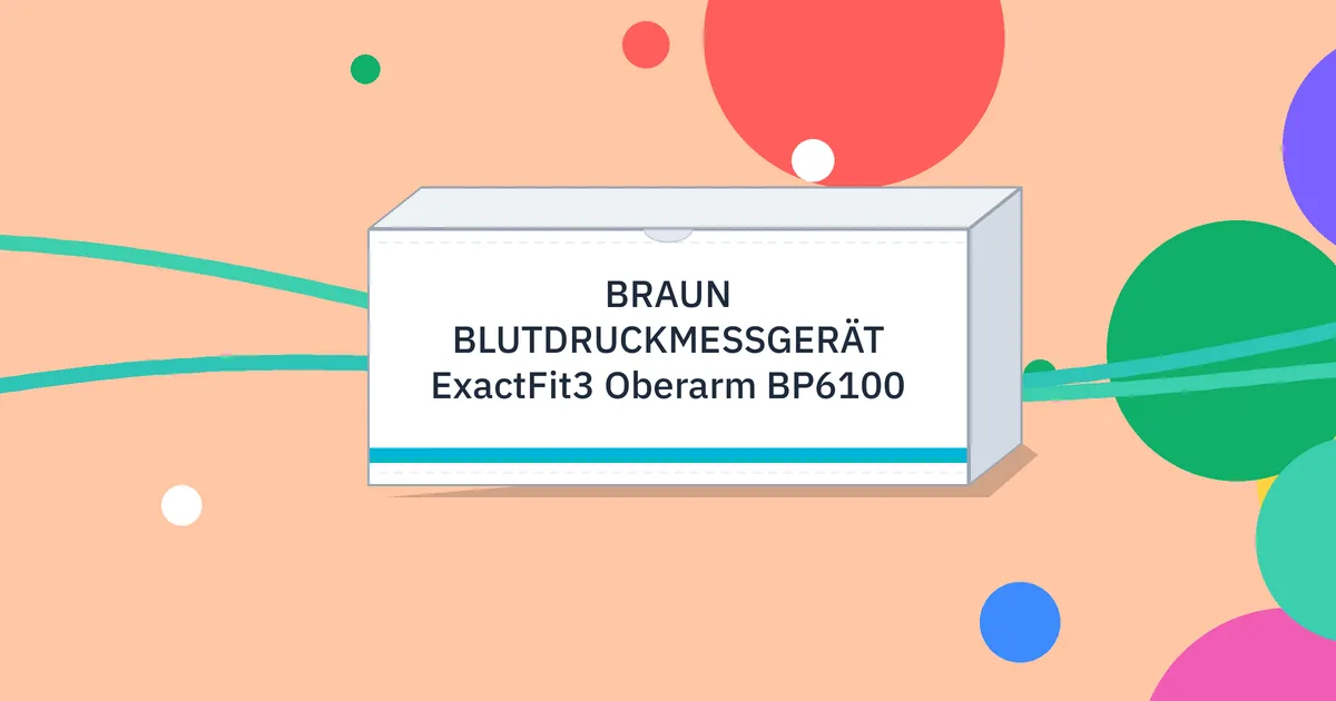 Symbolbild: Packung mit der Aufschrift BRAUN BLUTDRUCKMESSGERÄT ExactFit3 Oberarm BP6100 (PZN 02217643) – Verfügbarkeit und Bezug in Apotheken in Frankfurt am Main