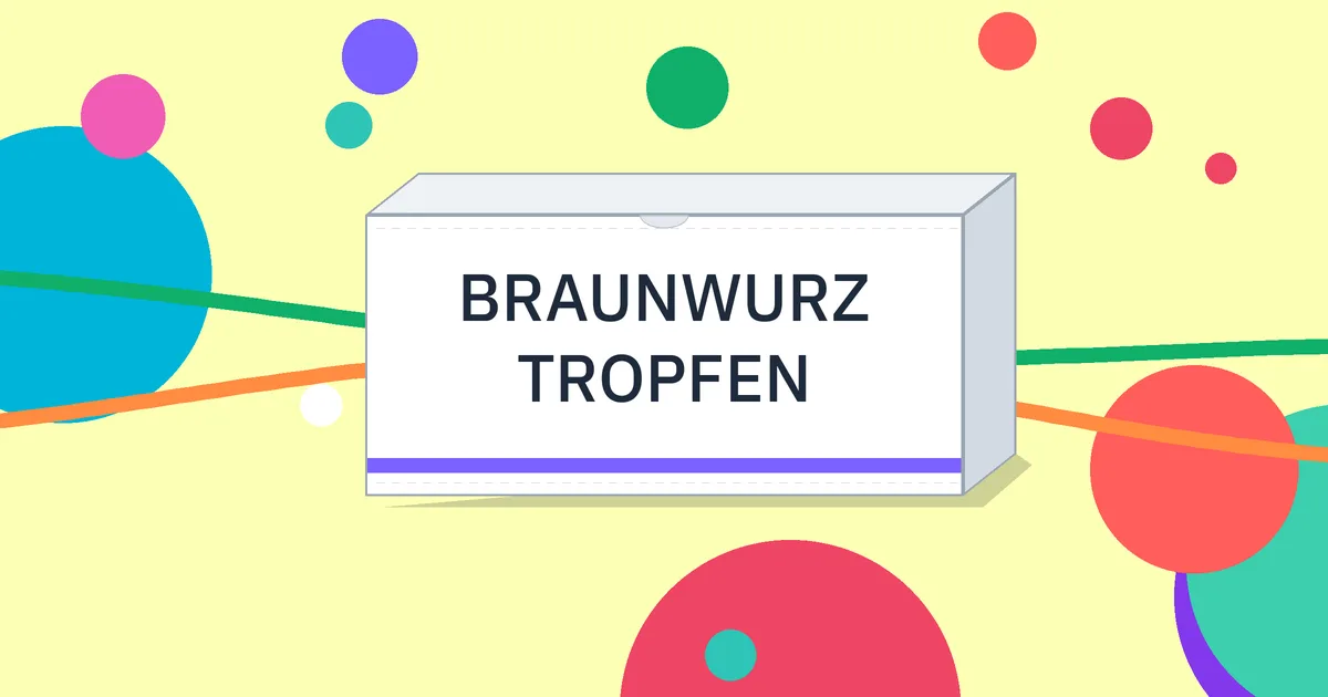 Symbolbild: Packung mit der Aufschrift BRAUNWURZ TROPFEN (PZN 14127394) – Verfügbarkeit und Bezug in Apotheken in Frankfurt am Main